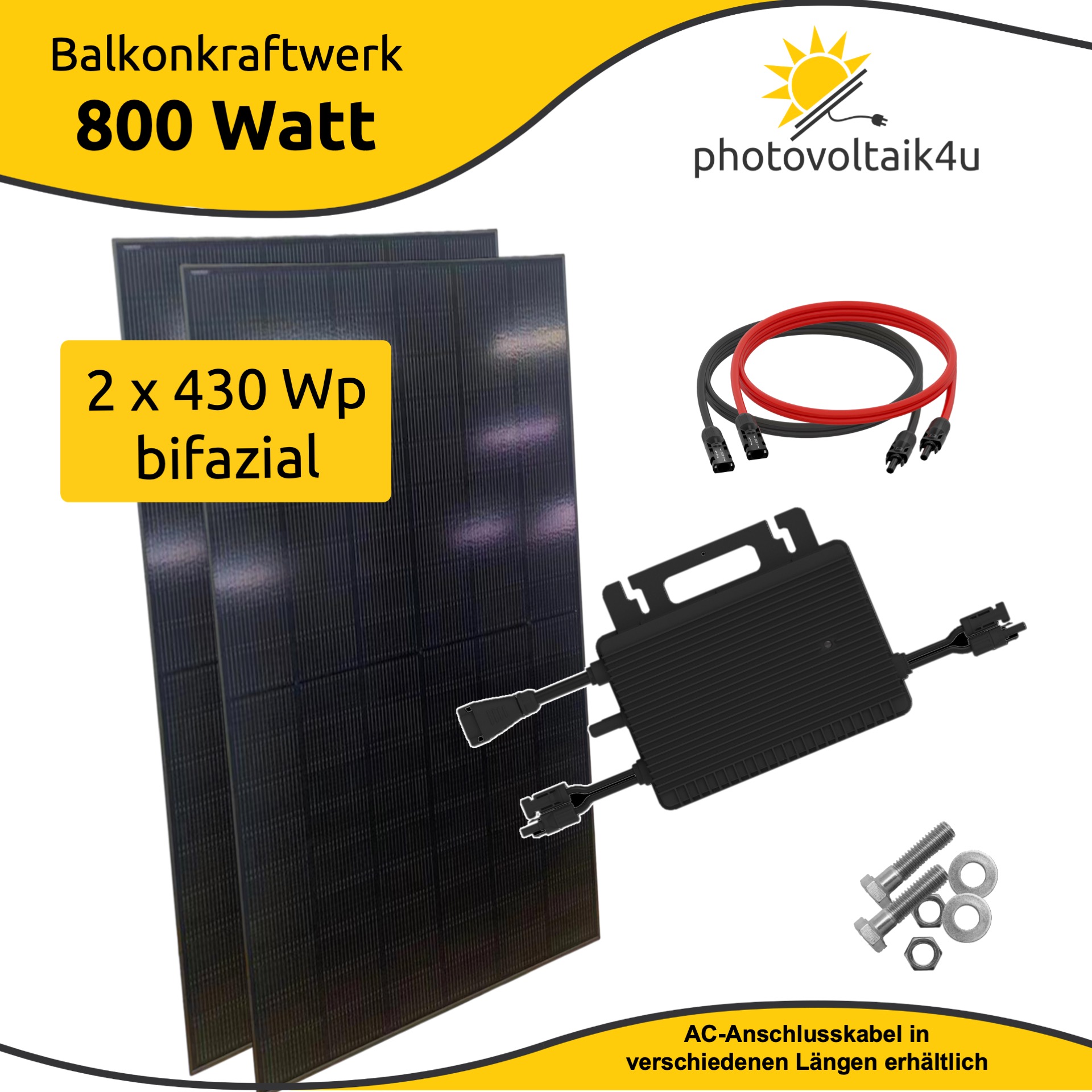 Balkonkraftwerk 800 Watt mit Hoymiles HMS-800W-2T